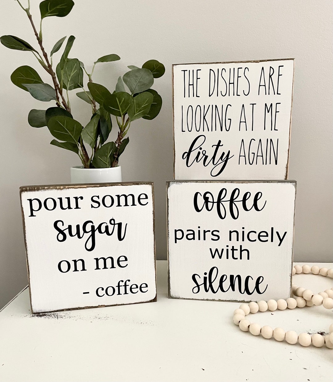 Kitchen Signs, Humorous Kitchen Decor, Coffee Sign, Dirty Dishes, Free ...