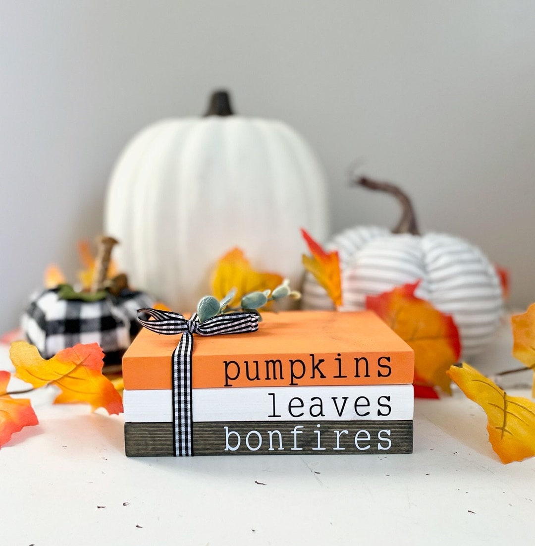 Fall Themed Wooden Book Stack, Fall Tiered Tray Decor, Small Fall Decor ...