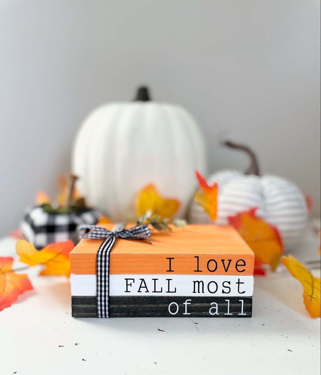 Fall Themed Wooden Book Stack, Fall Tiered Tray Decor, Small Fall Decor ...