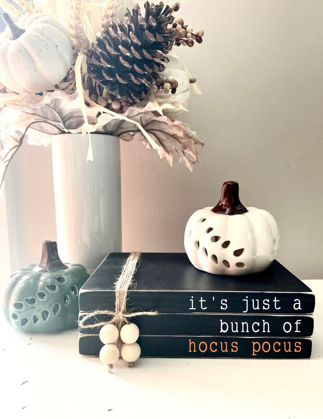 Halloween Book Stack, Halloween Decor, Spooky Decor, Black Bookstack ...