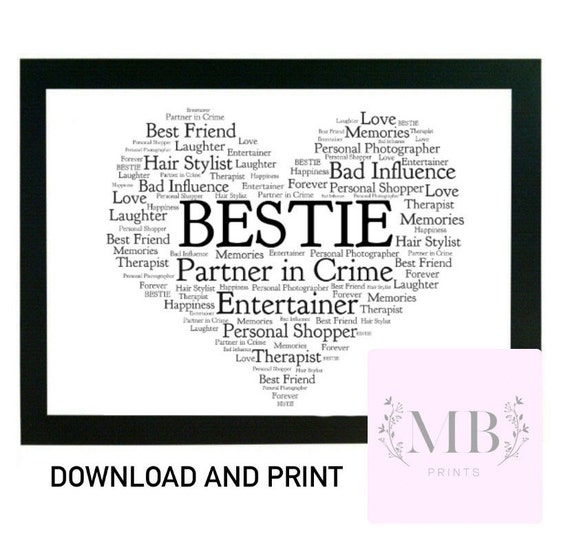 BESTIE Word Art PRINTABLE Design - Etsy