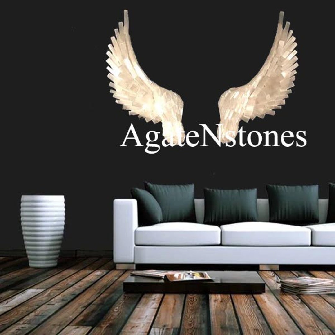 Selenite Wings, Selenite Wall Panel, Angel Wings, Home Décor, Wall ...