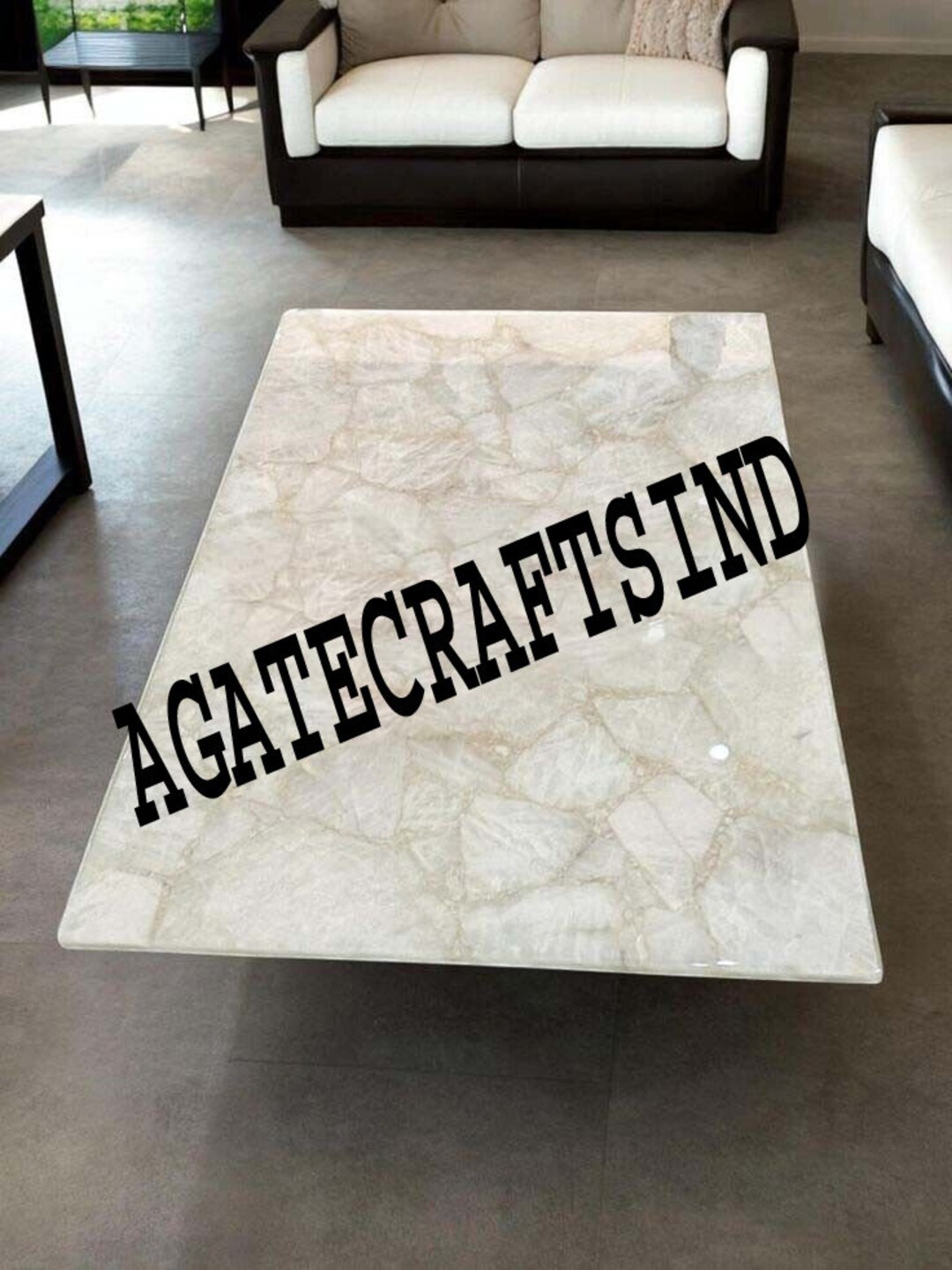 White Quartz Crystal Table Crystal Healing Countertop Desk Modern ...