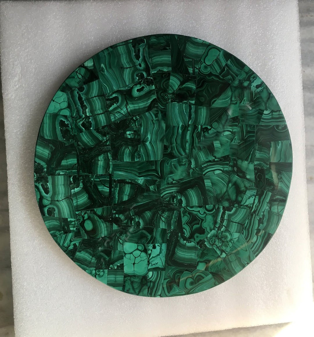 Handmade Malachite Marble Tabletop: Gemstone Art Furniture - Etsy UK