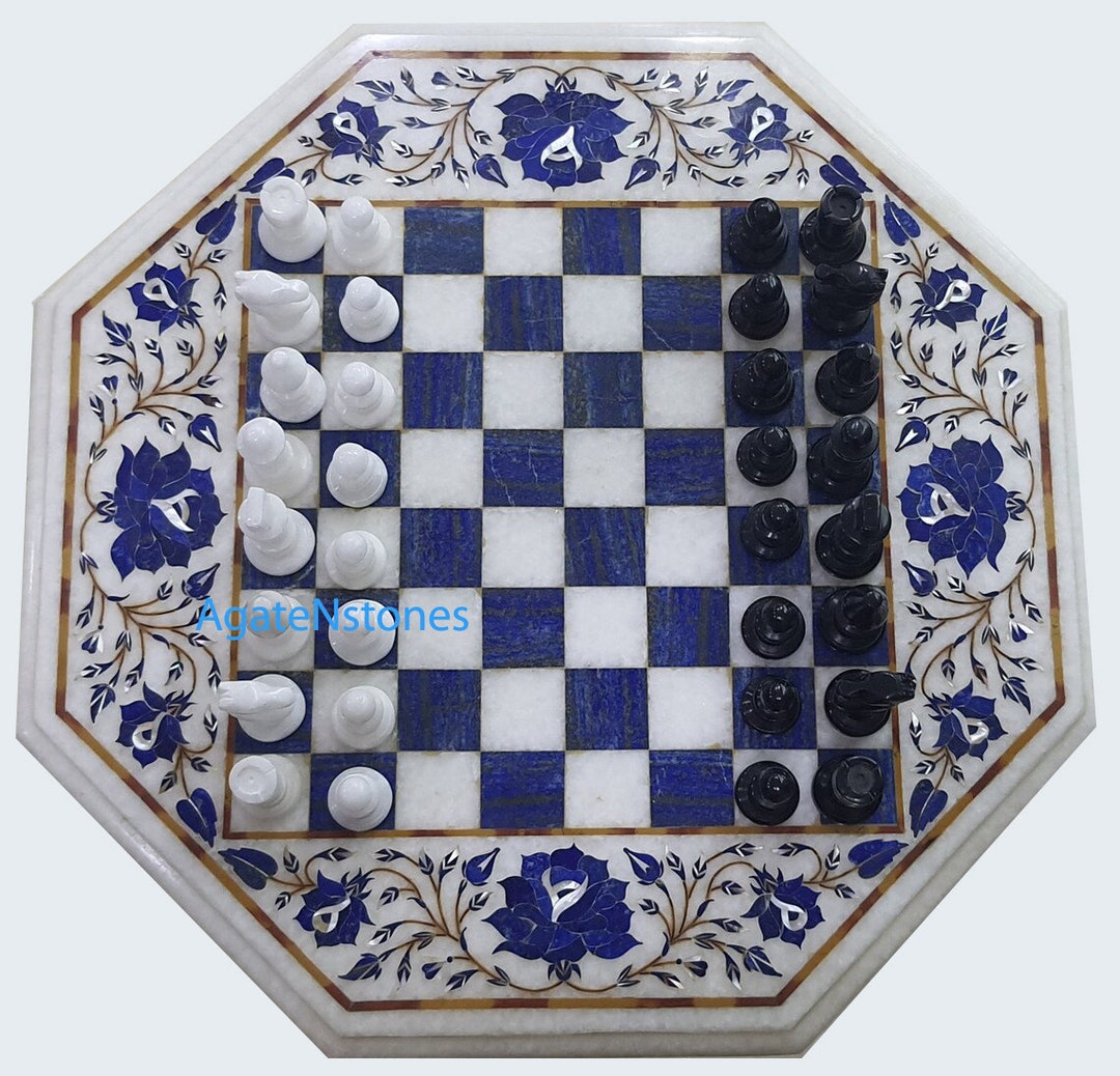 Handmade Marble White Chess Set Top Table With Marbles Chess Pieces ...