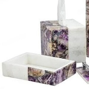 Quartz Bathroom Set 7 Pieces / Vanity Tray /amethyst & Quartz Vanity ...