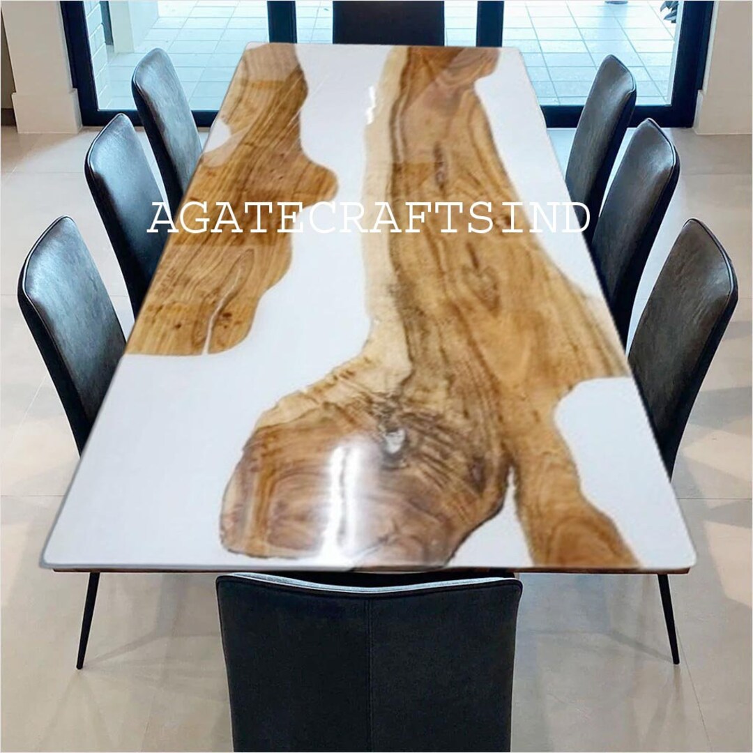 White Epoxy Table, Epoxy Resin River Table, Dining Table, Coffee Table ...