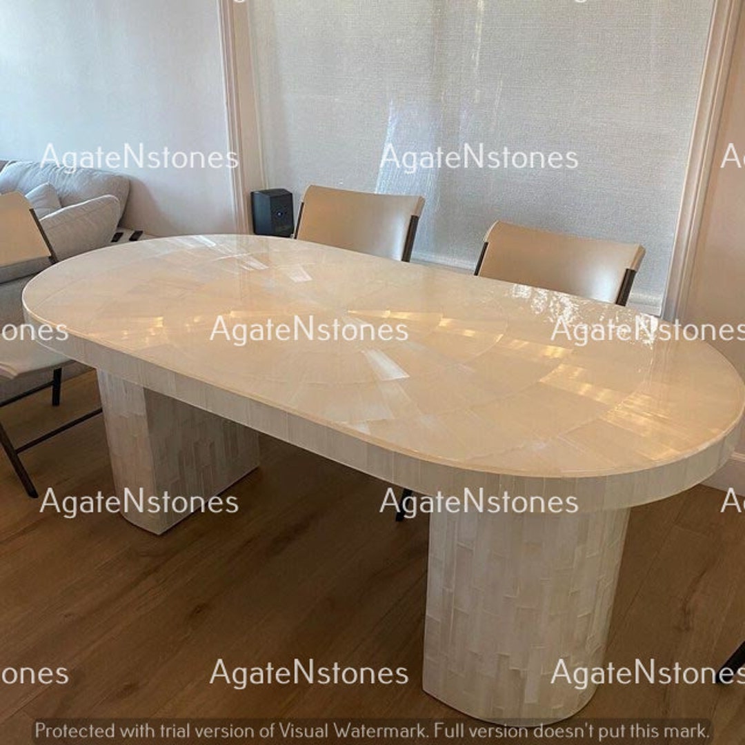 Handmade Selenite Sunburst Dining Table: Crystal Healing Accent Table ...