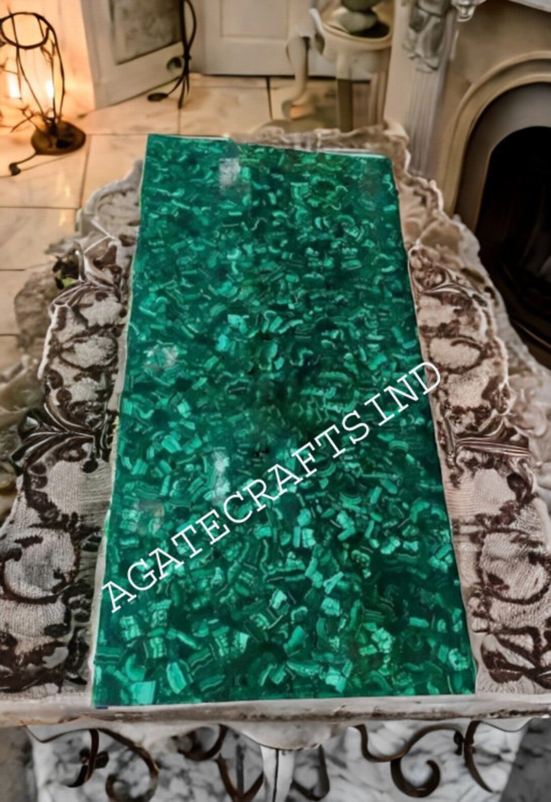 Marble Dine Table, Malachite Table Top, Stone Coffee Table, Random Work ...