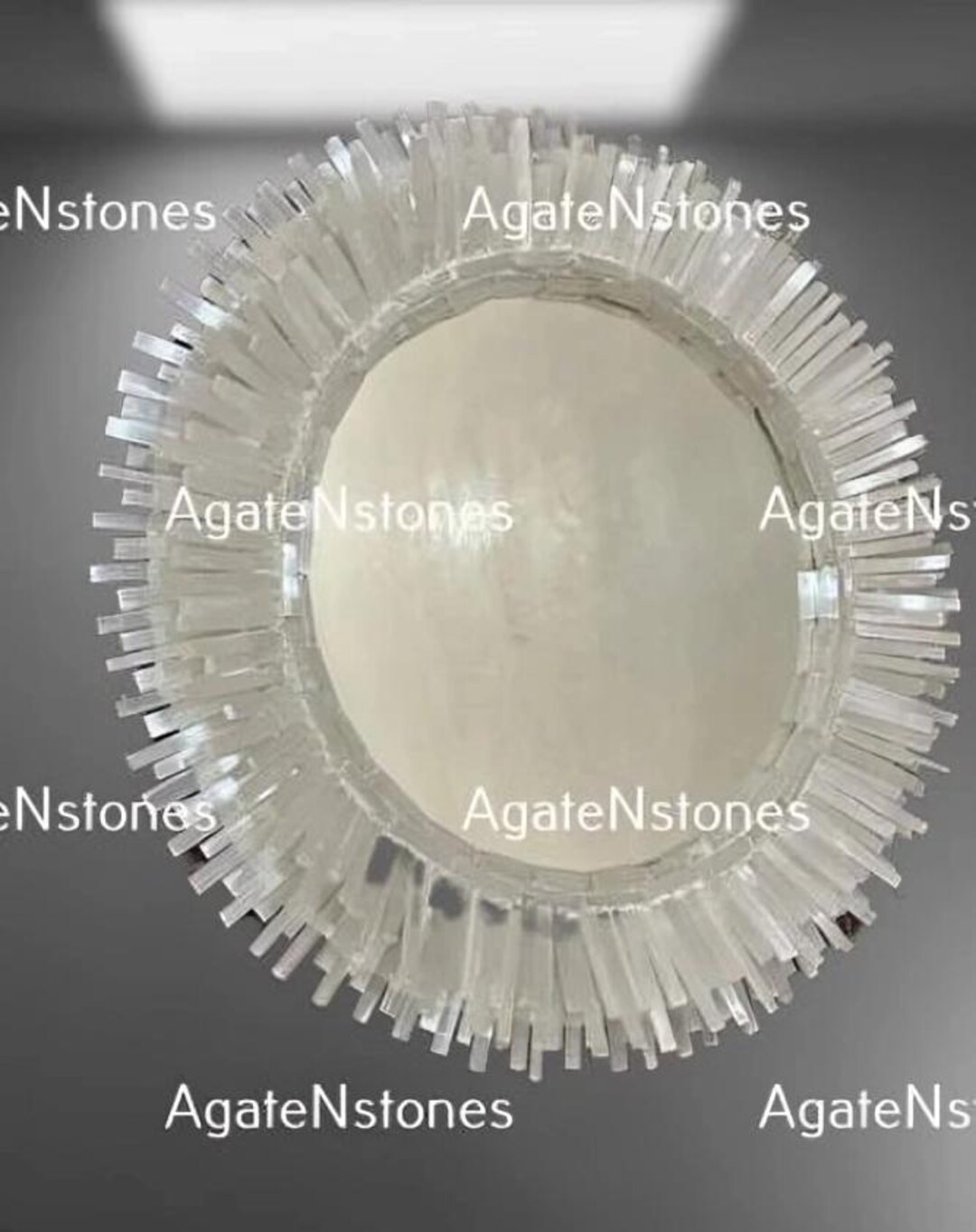 Selenite Crystal Sunburst Wall Mirror: Healing Stone Home Decor - Etsy