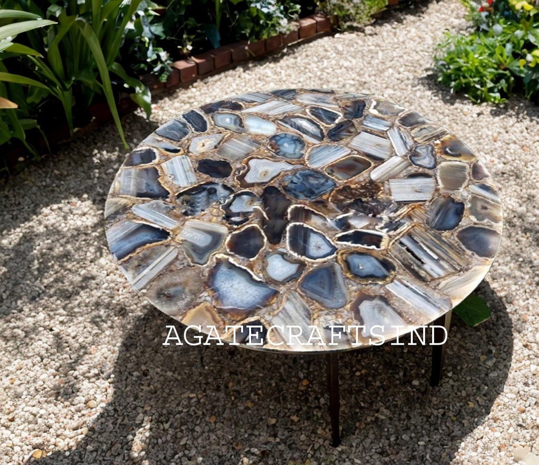 Wild Agate Round Table | Handmade Agate Tabletop, Countertop | Luxury ...