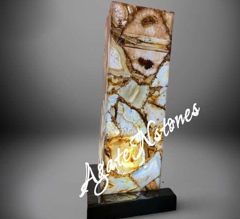 Handmade Tealight Table Lamp ,natural Crystal Lamp, Yellow Agate ...
