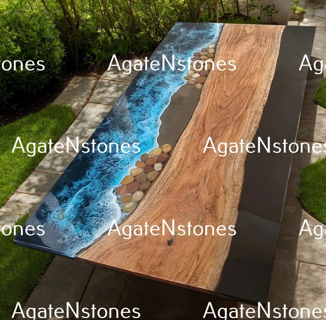 Ocean Epoxy Resin Table, Ocean Table, Resin Ocean Table, Resin River ...