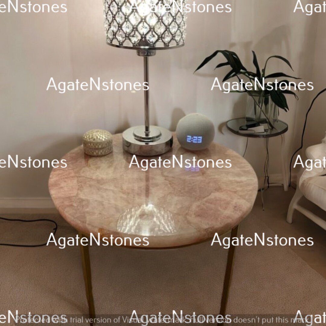 Pink Quartz Coffee Table Top, Rose Quartz Side & End Table, Rose Quartz ...