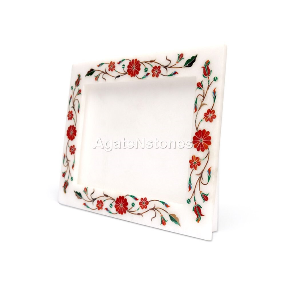 cheap outlet order White Marble Photo Frame Semi Precious Stone ...