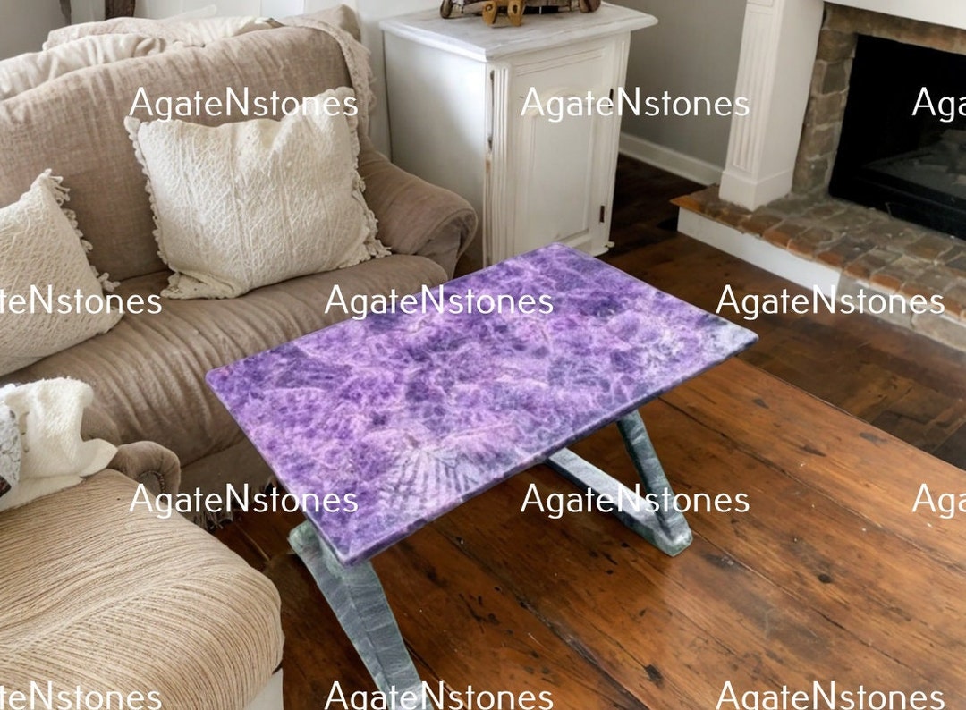Buy Elegant Amethyst Stone Table Top, Agate Stone Dining Table for Home ...