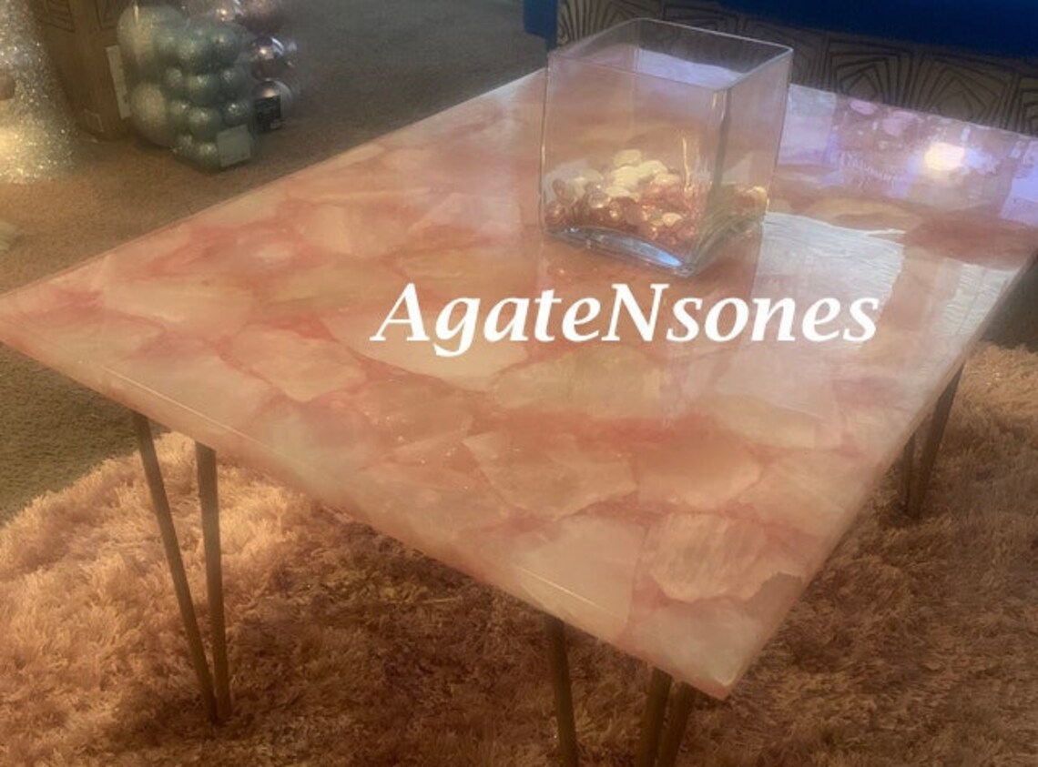 Rose Quartz Dine Table Office Table Rose Quartz Counter - Etsy