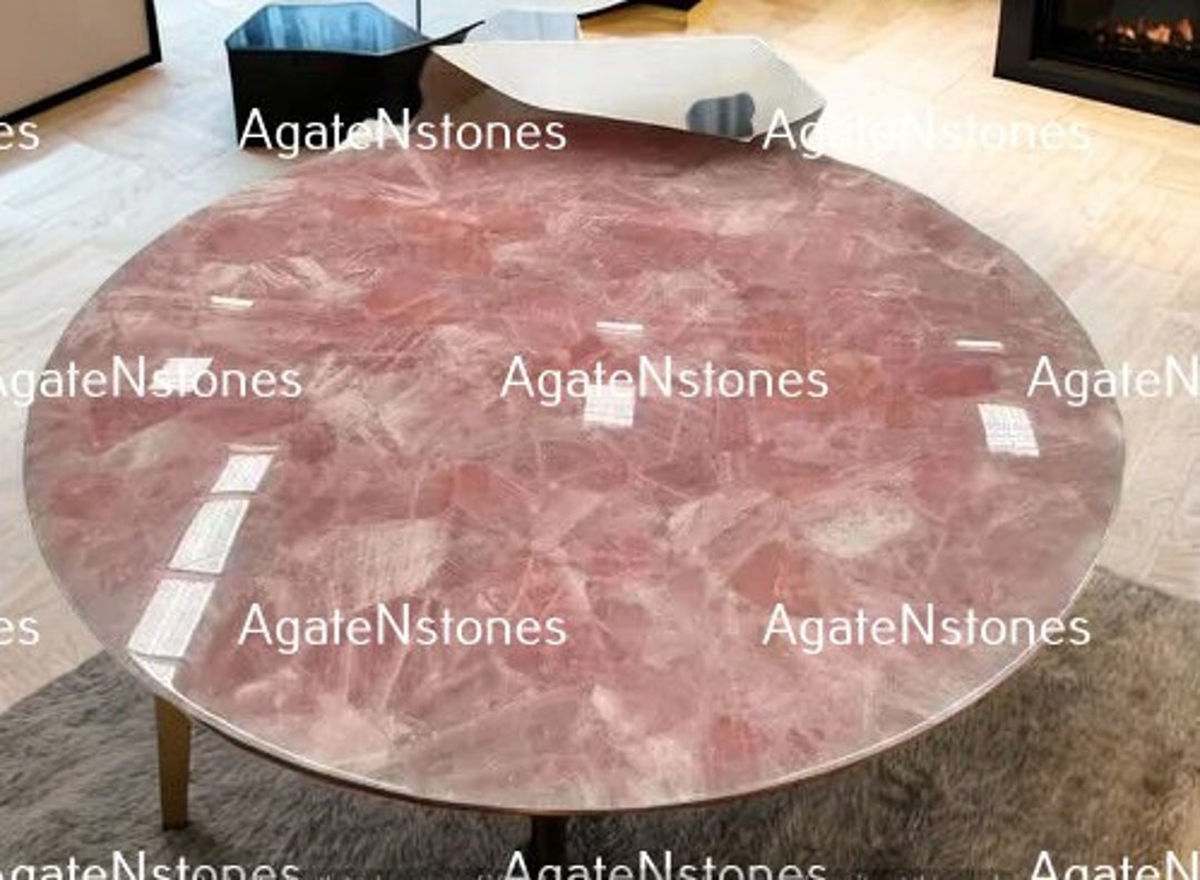 Pink Rose Quartz Dining Table /rose Quartz Vanity Top /rose Quartz ...