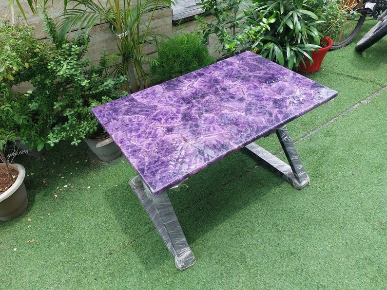 Amethyst Coffee Table Top Purple Amethyst Stone Handmade Art - Etsy