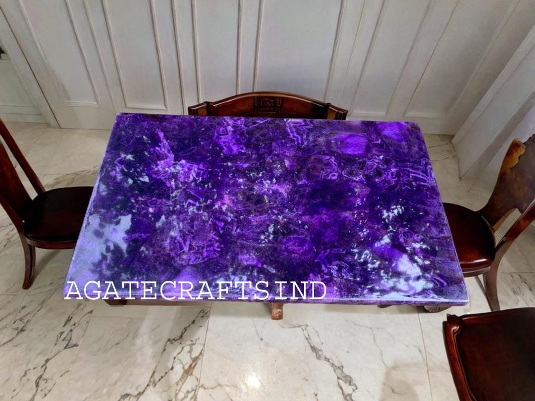 Amethyst Dining Table Top: Luxury Purple Agate, Semi-precious Stone - Etsy