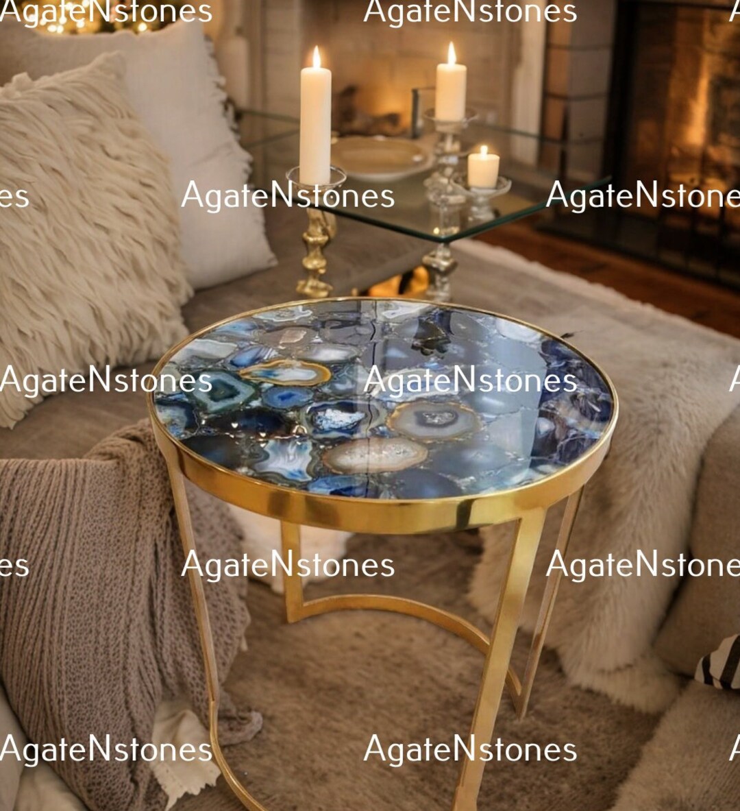 Blue Agate Table Top Round Table, Coffee Table, Side Table, Patio Table ...