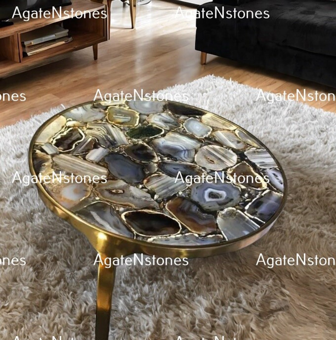 Natural Agate Coffee Table, Geode Agate Slice, Wild Agate Side & End ...