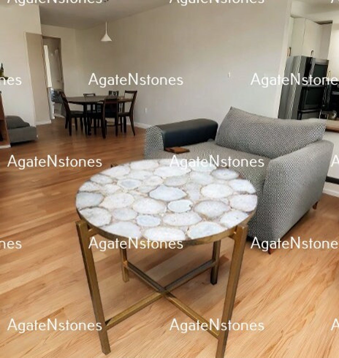 White Agate Table, Coffee Table, Agate Center Table, Dining Table, Home ...