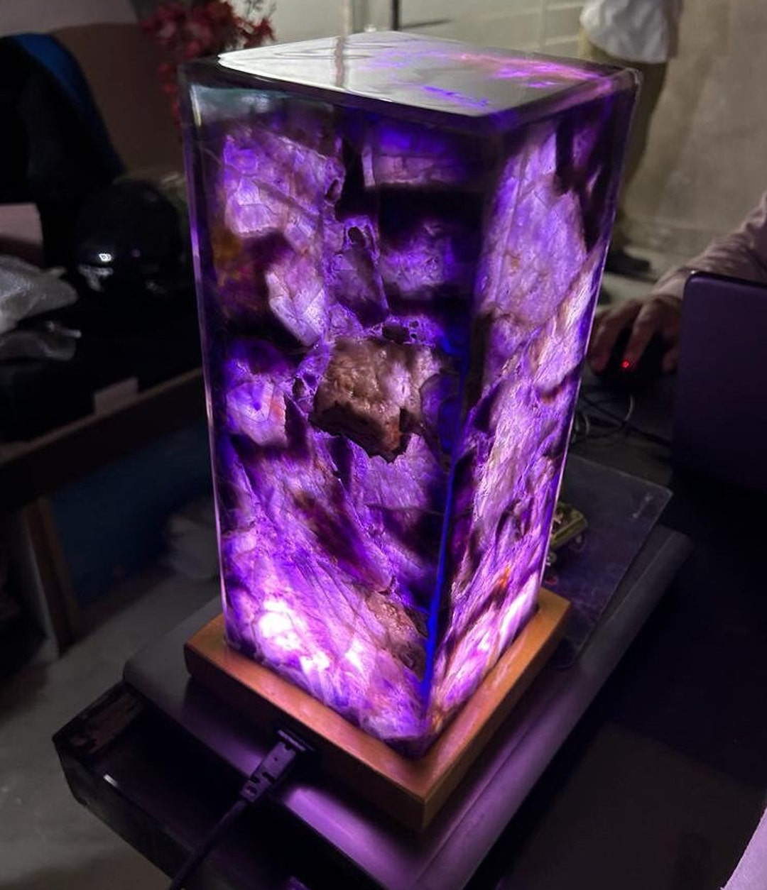 Amethyst Nightlight Stone Lamp, Table Lamp ,crystal Lamp Healing ...