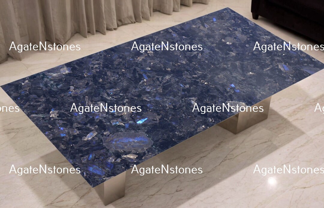 Labradorite Stone Table Top Dining Table, Natural Agate Stone ...