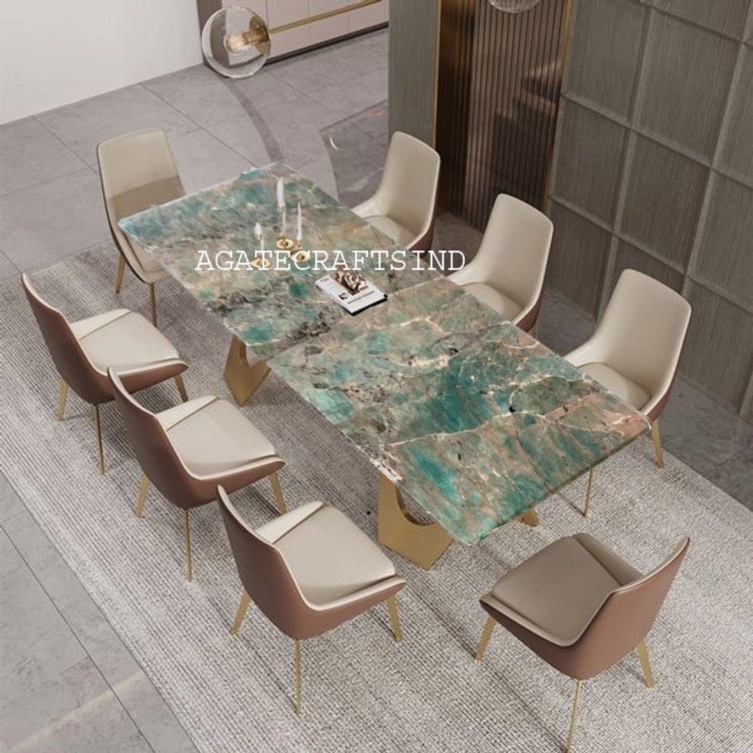 Amazonite Dining Table Top, Kitchen & Dining Countertop, Gemstone ...