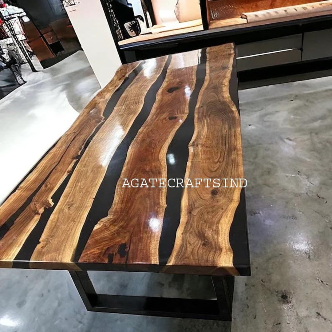 Handmade Black Epoxy River Table: Live Edge Walnut Coffee Table - Etsy