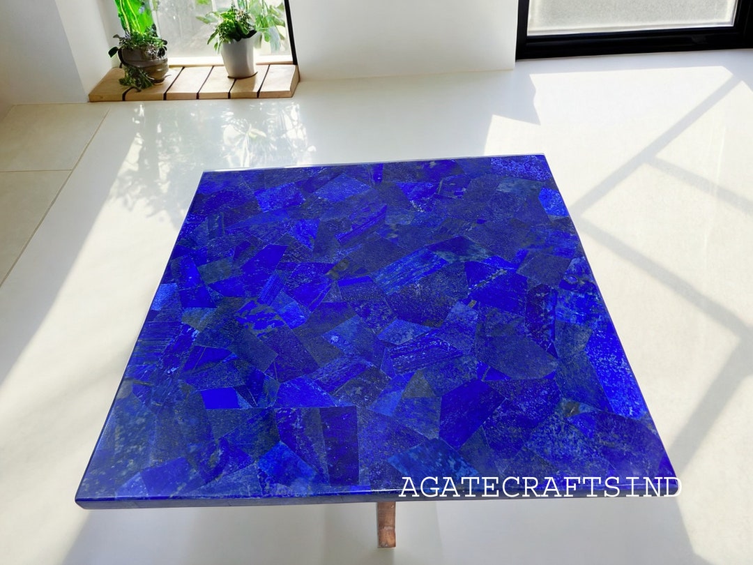 Mesa central de sofá de mármol azul lapislázuli / café / comedor / mesa ...