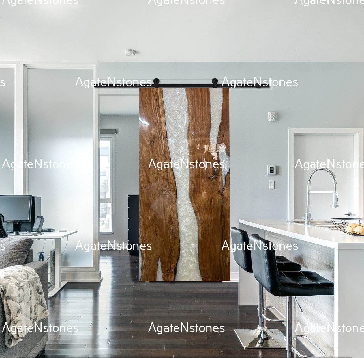 Handmade Epoxy Resin River Barn Door: Custom Sliding Door - Etsy