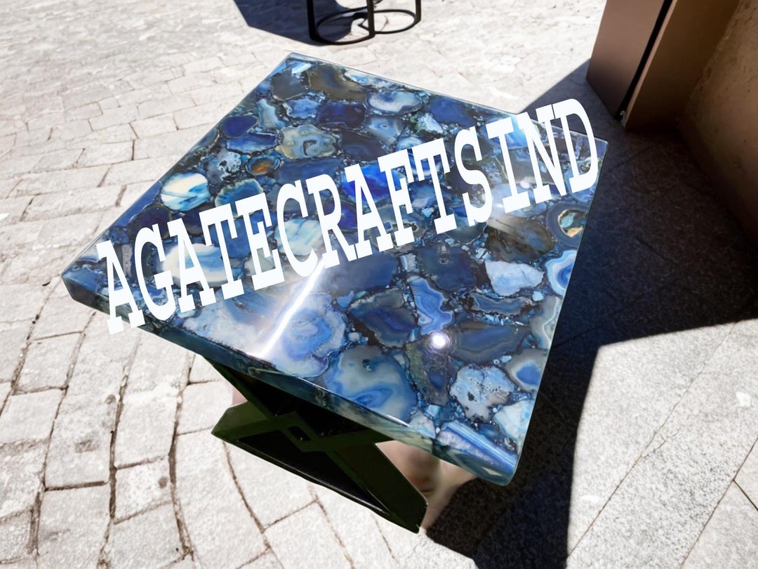 Blue Agate Table, Agate Square Table, Agate Coffee Table, Stone Dine Table, Agate Countertop ...