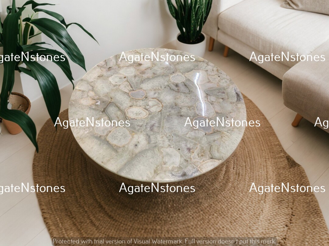 White Salt Agate Table Table, Natural Agate Table, Natural Salt Agate ...