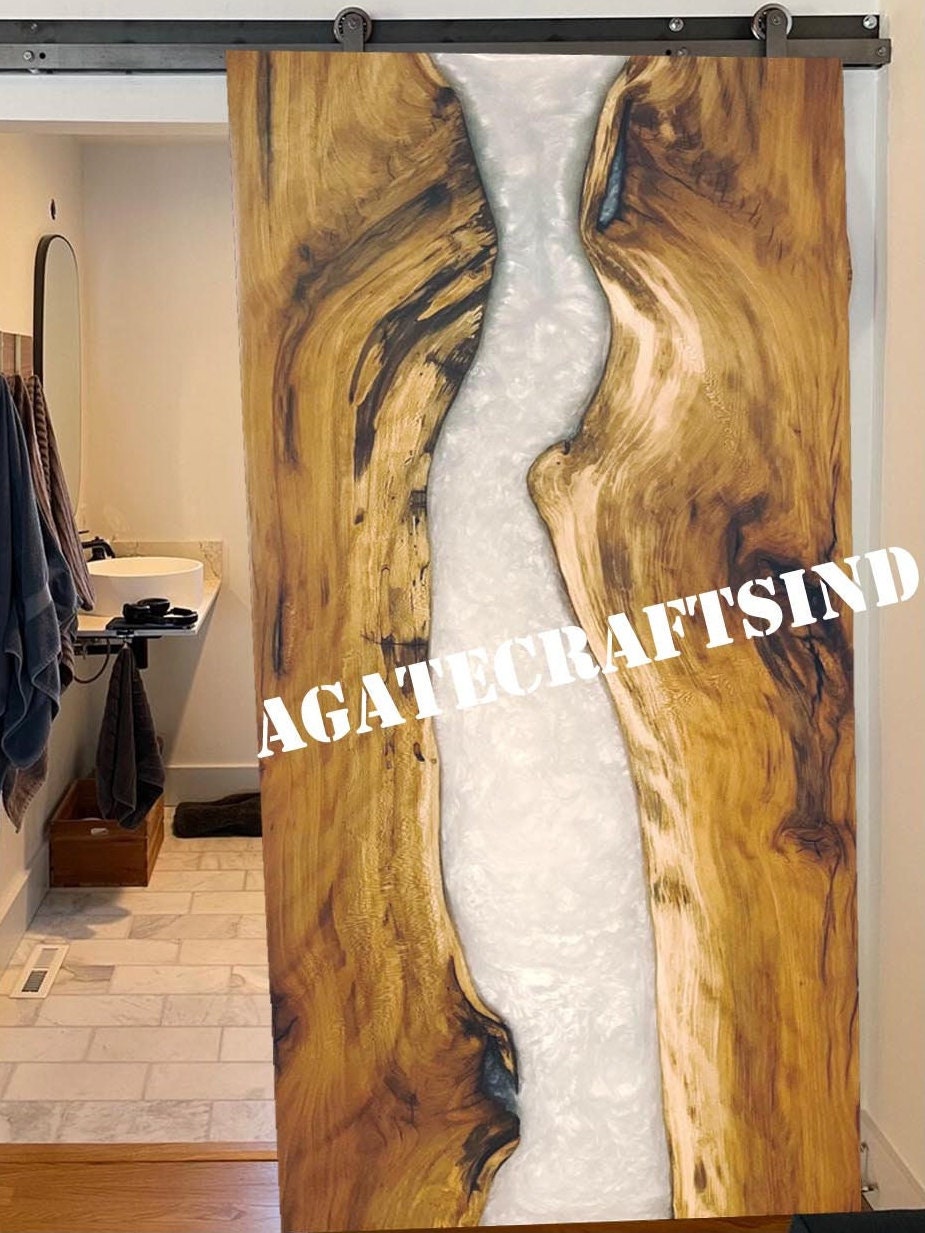 Barn Door ,white Epoxy Sliding Barn Door ,epoxy Barn Door ,live Edge ...