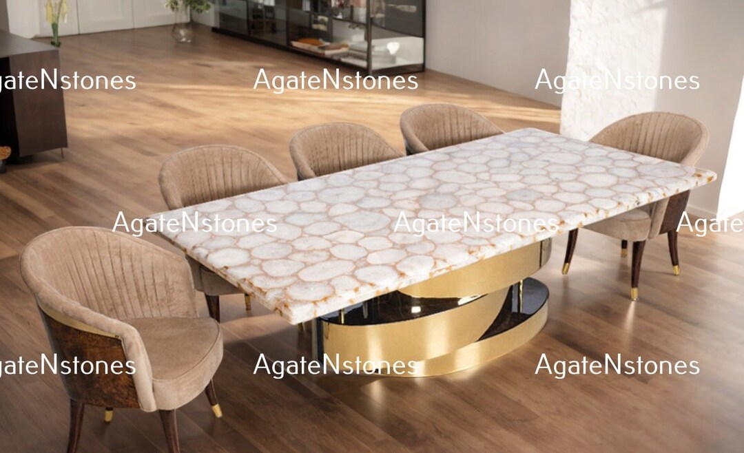 Handmade White Agate Dining Table: Custom Concrete Kitchen Table - Etsy