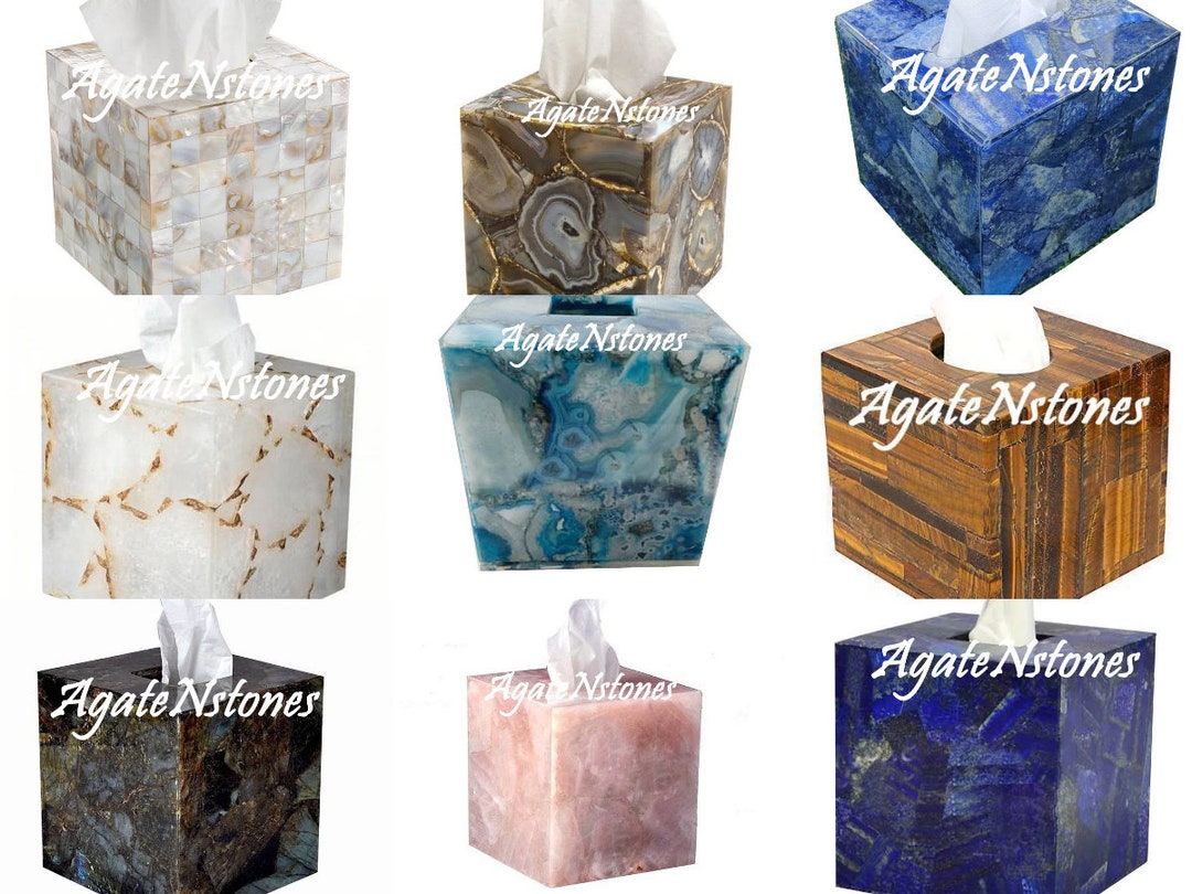 Agate Tissue Box, Rose Quartz Napkin Holder, Wild Tissue Holder, Tiger ...