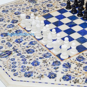 Stone Chess Set With Lapis Lazuli Marble Chess Board Living Room Chess ...