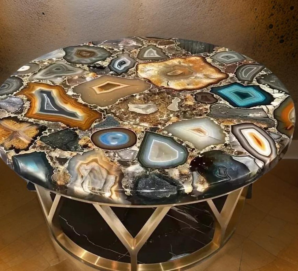 Handcrafted Agate Stone Table Tops – Round Dining Tables, Side Tables ...