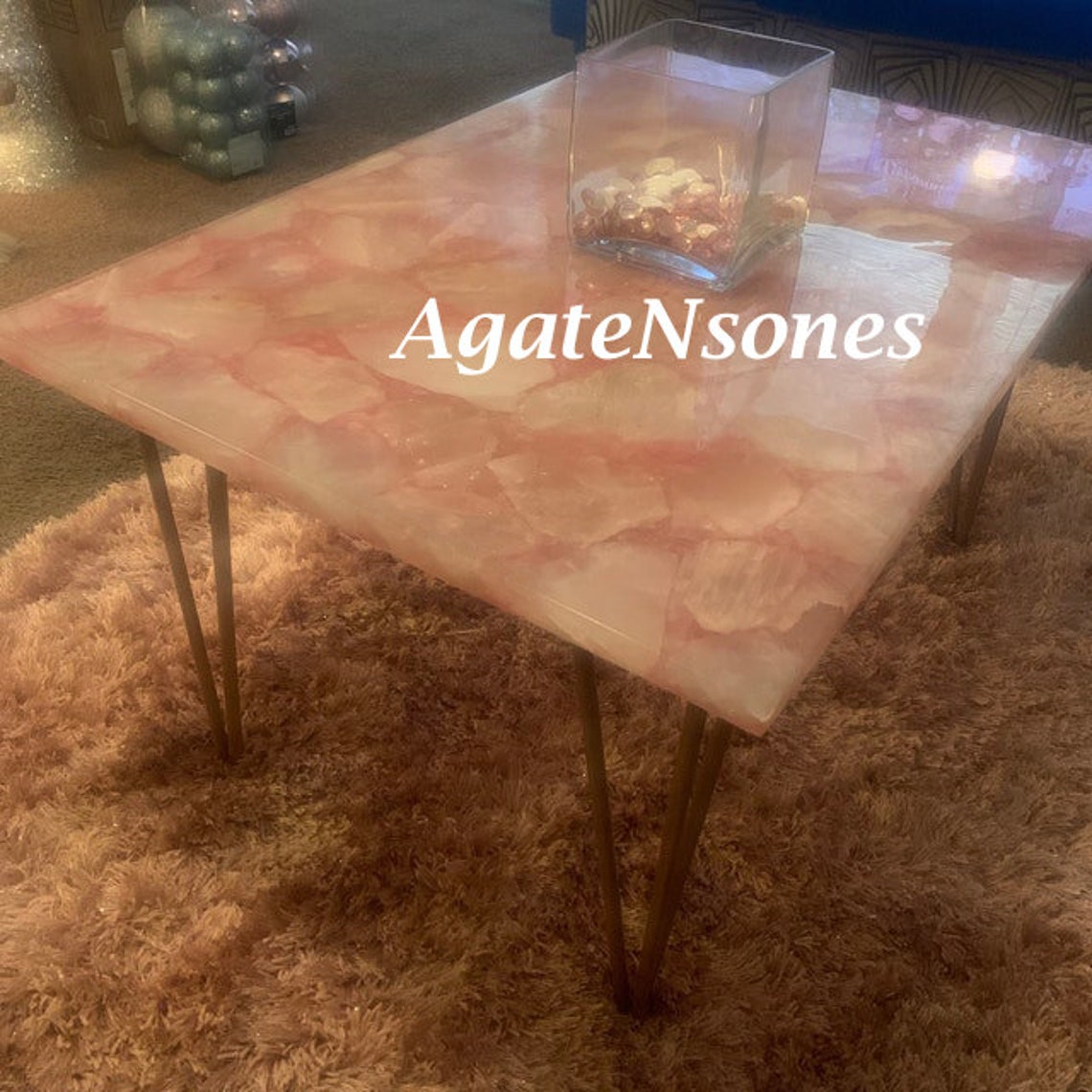 Rose Quartz Dine Table Office Table Rose Quartz Counter - Etsy