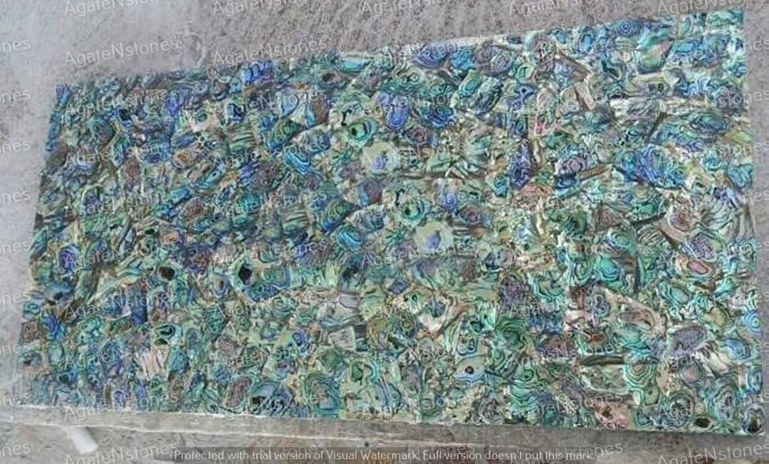 Abalone Shells Marble Coffee Table / Handmade Abalone Stones Counter ...