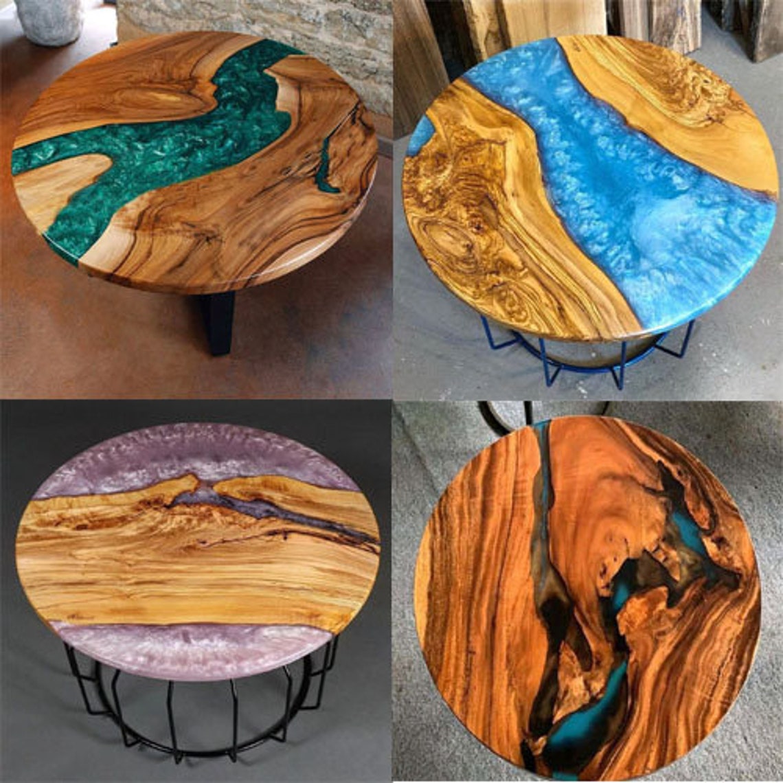 Round Wood Epoxy Table Dining Sofa Custom Order Epoxy Resin - Etsy