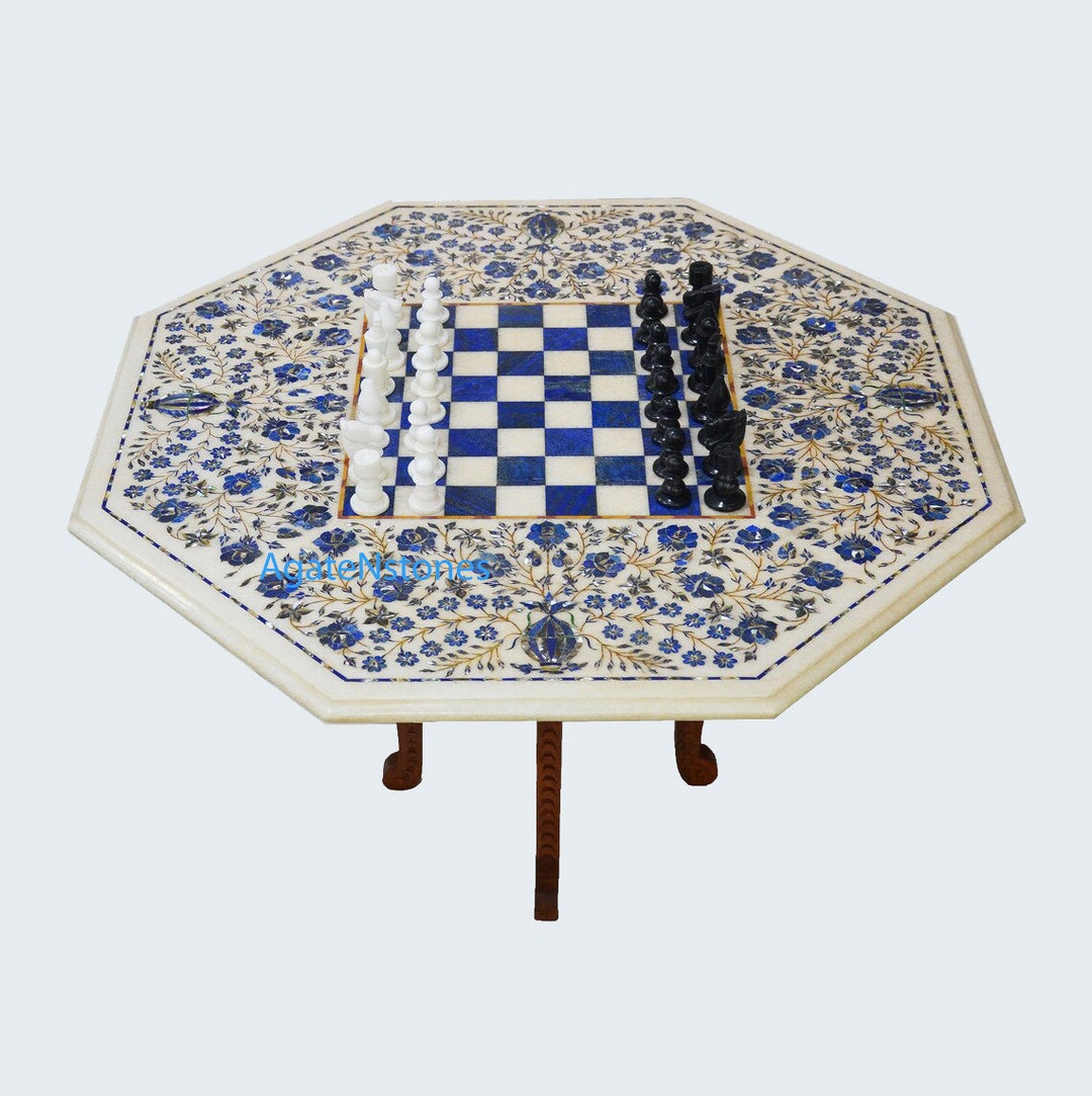 Stone Chess Set With Lapis Lazuli Marble Chess Board Living Room Chess ...