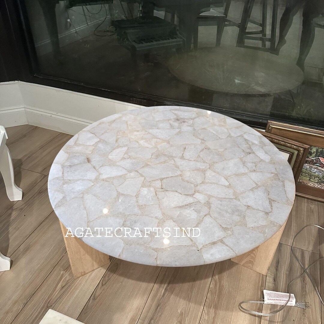 White Quartz Table Top ,quartz Stone Round Table, Quartz Side Table ...