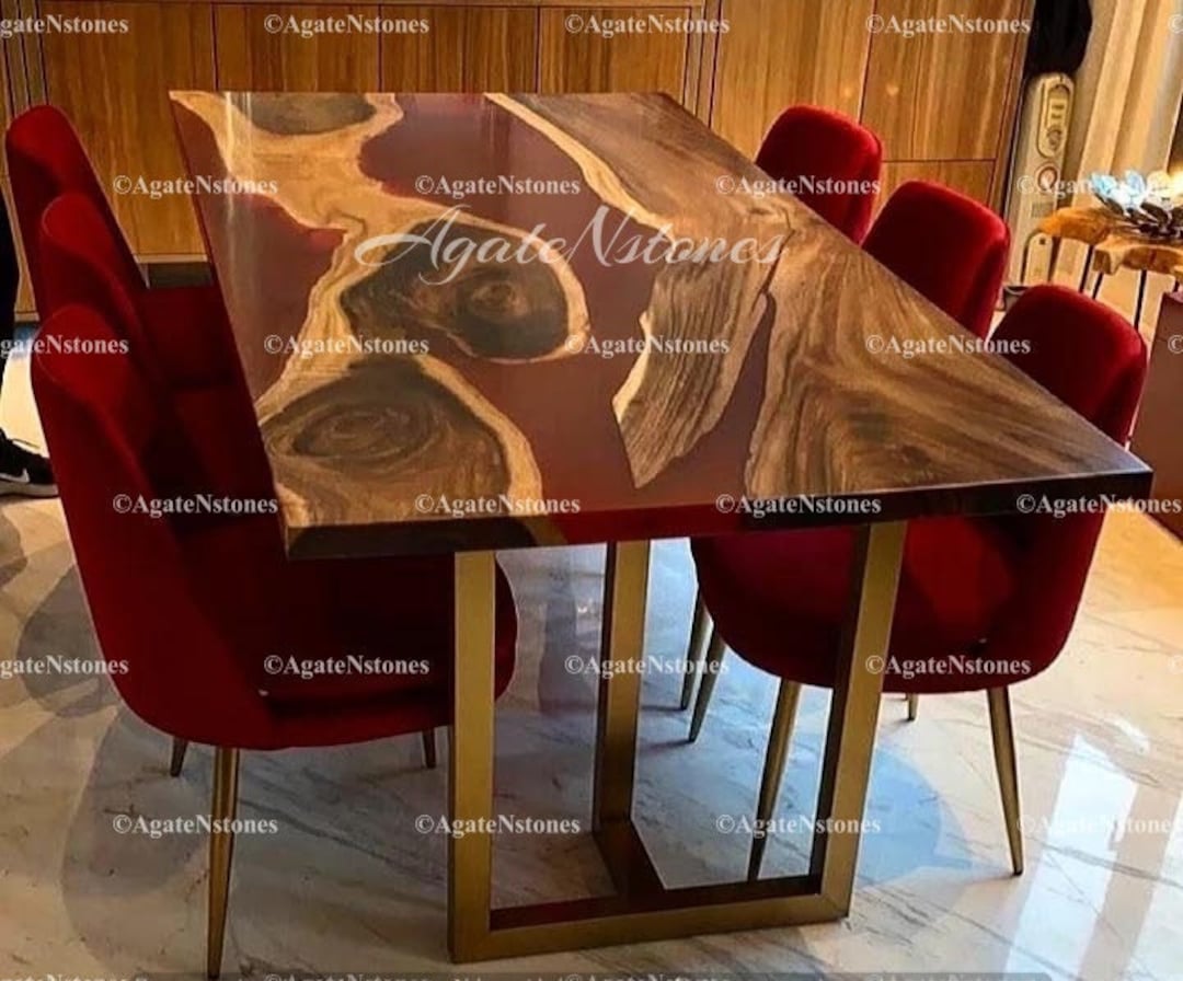Red Epoxy Table Top Epoxy Wood Table Resin River Table Live - Etsy