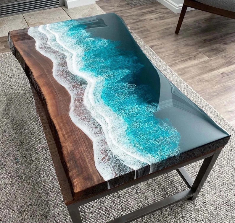 Epoxy Table Tops Ocean Dining Table Rectangle natural Wood - Etsy