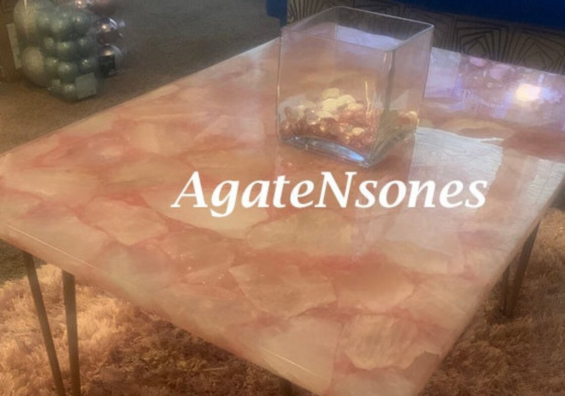 Rose Quartz Dine Table Office Table Rose Quartz Counter - Etsy