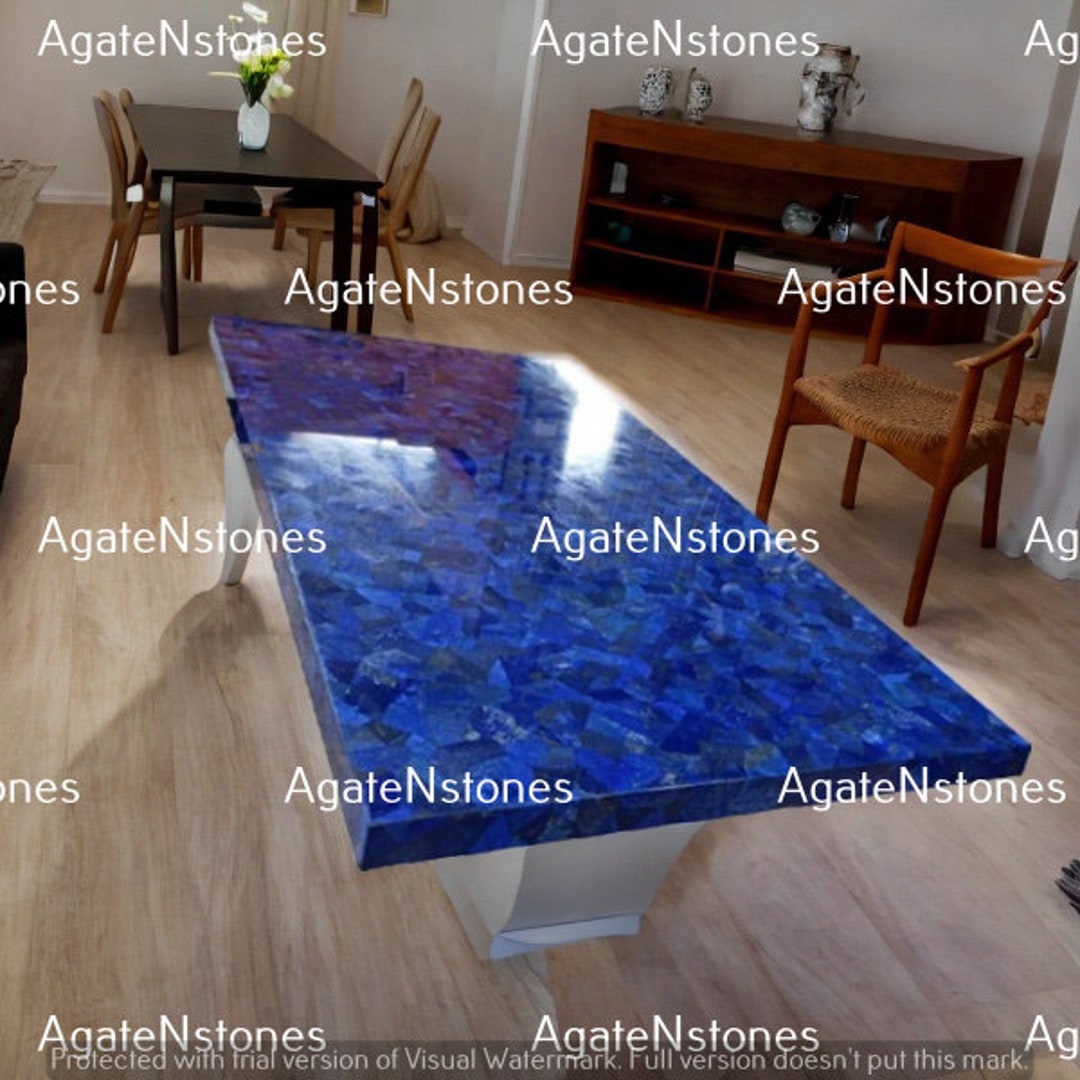 Rectangle Blue Lapis Lazuli Dining Table, Kitchen Countertop, Lapis ...