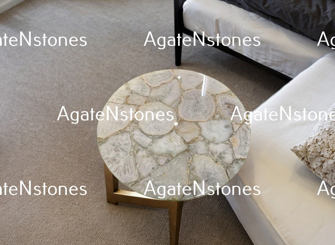 Salt Agate Round Coffee Table: Handmade Gemstone Furniture - Etsy